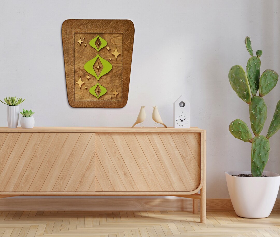 Atomic Mid-century Modern Framed Wood Art | Custom MCM Wall Panel ...