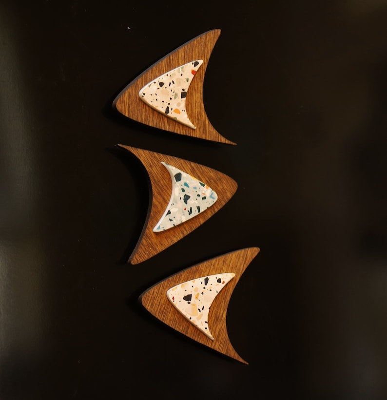 Mid-century Modern Terrazzo Boomerang Magnet Set - Etsy