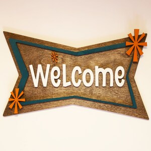 Mid-century 3D Atomic Welcome Sign Bowtie Door Sign MCM - Etsy