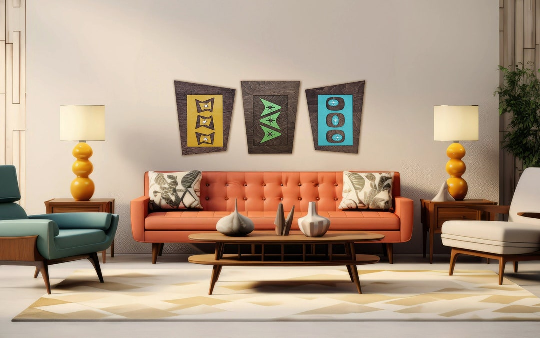 Atomic Wall Art Trio | Googie Mid-century Modern Wood Art | Custom MCM ...