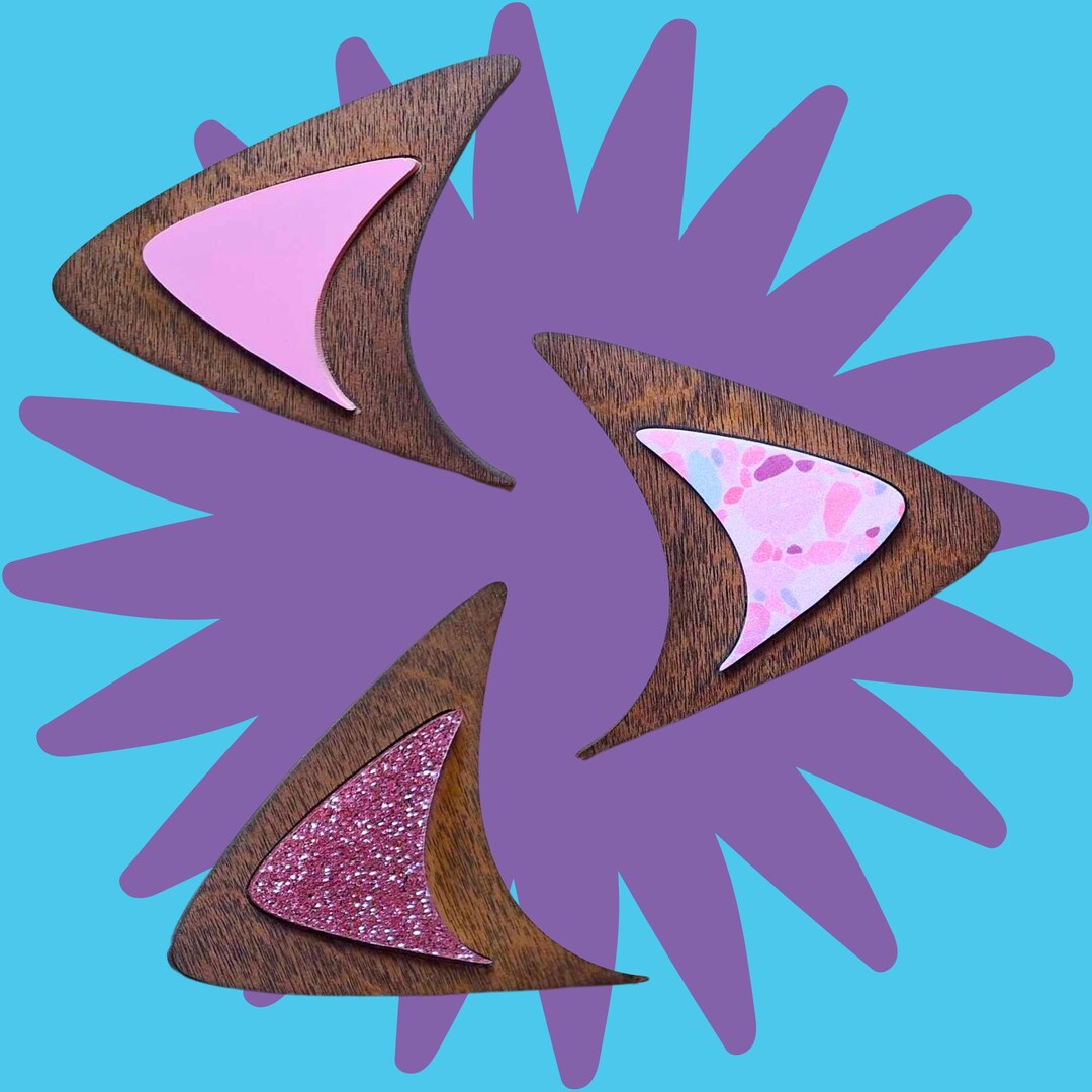 Mid-century Modern Boomerang Magnet Set of 3 | MCM Wood Magnets – Pink ...