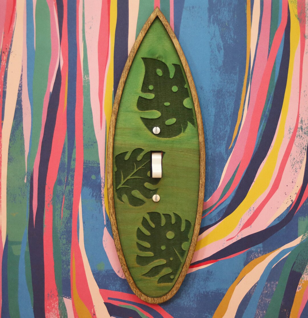 Monstera Leaf Surfboard Light Switch Cover | Monstera Leaf Surfboard ...