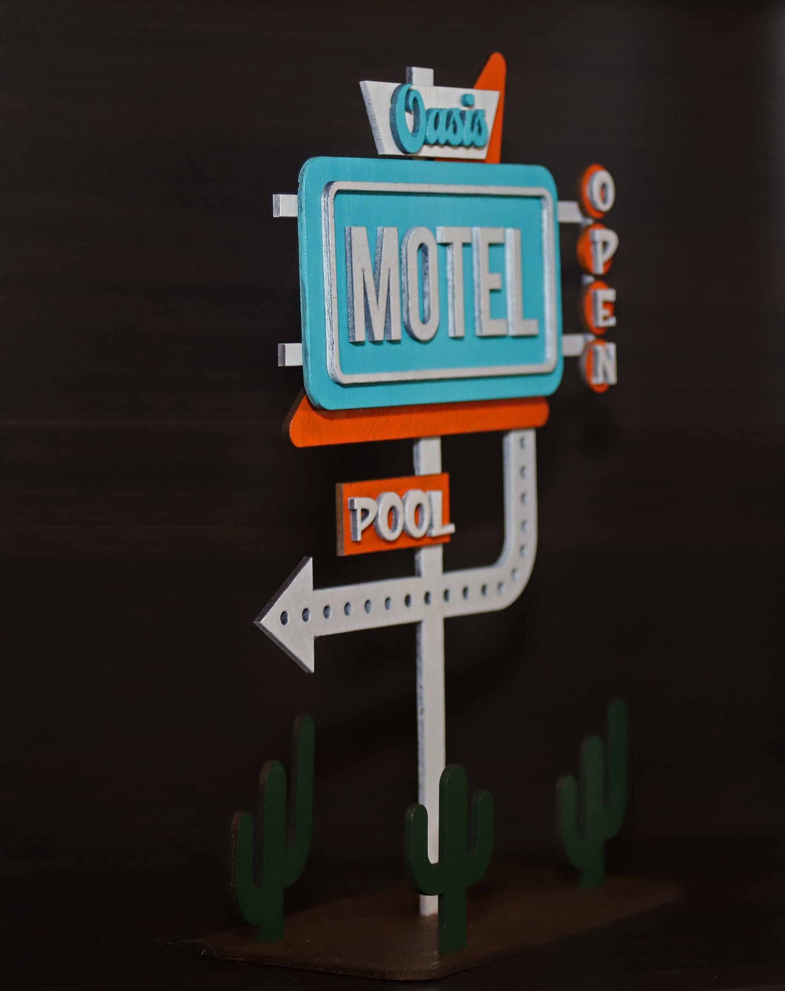 Mid-century Oasis Motel Sign Shelf Sitter Mini Wood Motel - Etsy