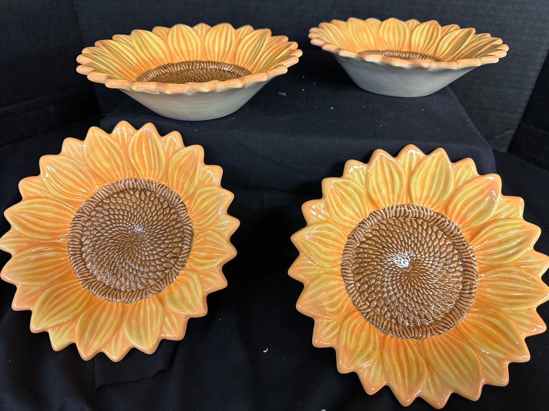 Ceramic Sunflower Bowls - Etsy