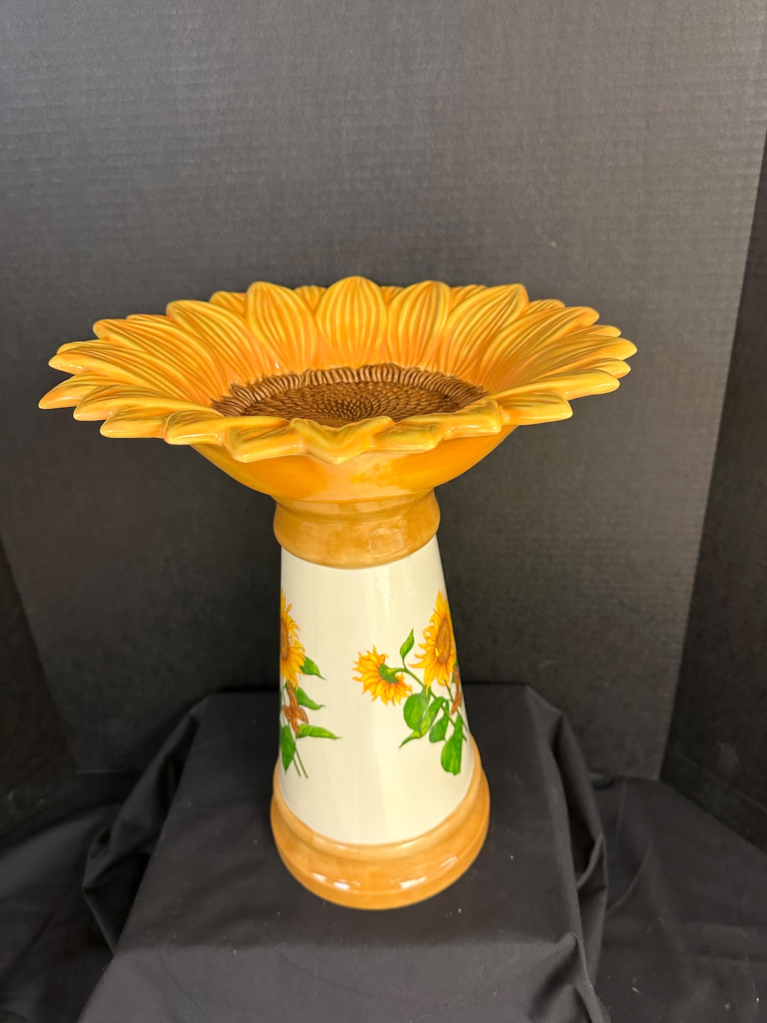 Ceramic Sunflower Bird Bath - Etsy