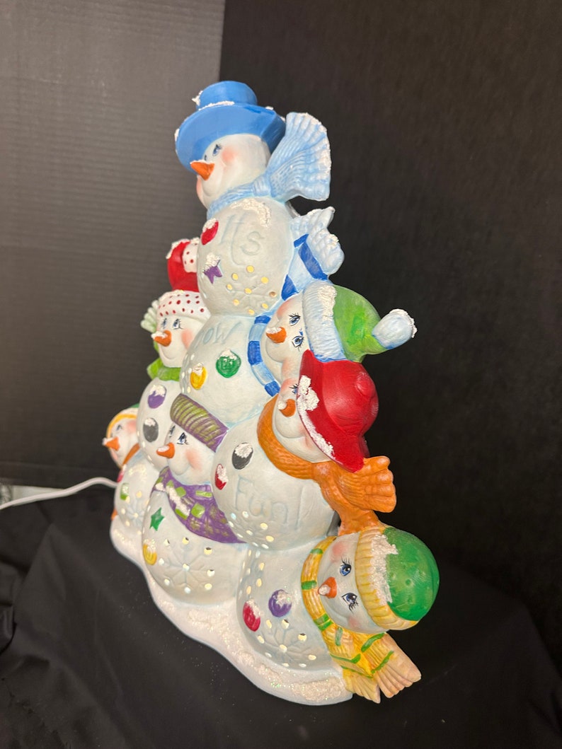 Ceramic Stacked Snowmen Hand Painted - Etsy