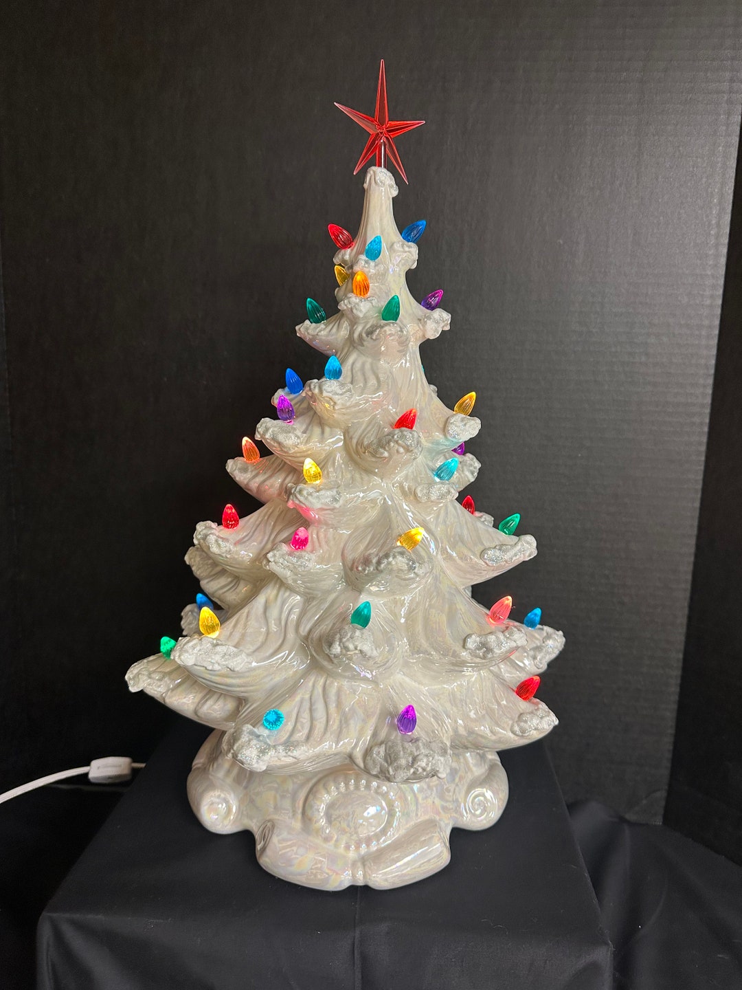 White With Pearl Ceramic Christmas Tree 19 Tall With the Star - Etsy