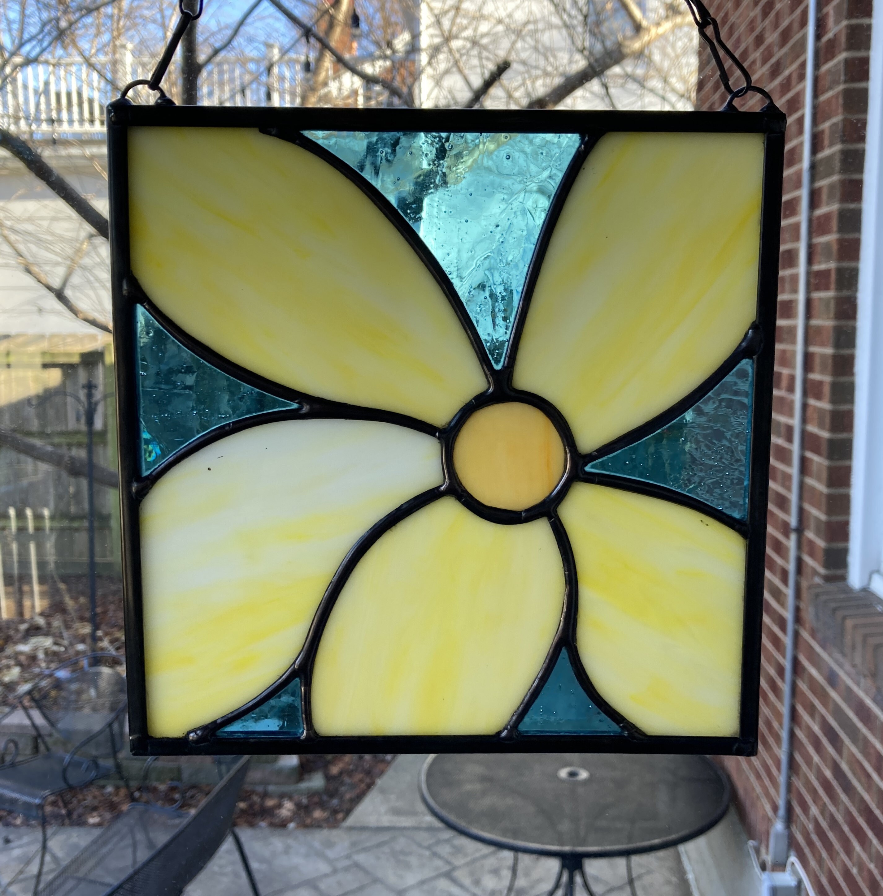Stained Glass Small Square Panel Daisy Flower. Celebration of Nature's ...