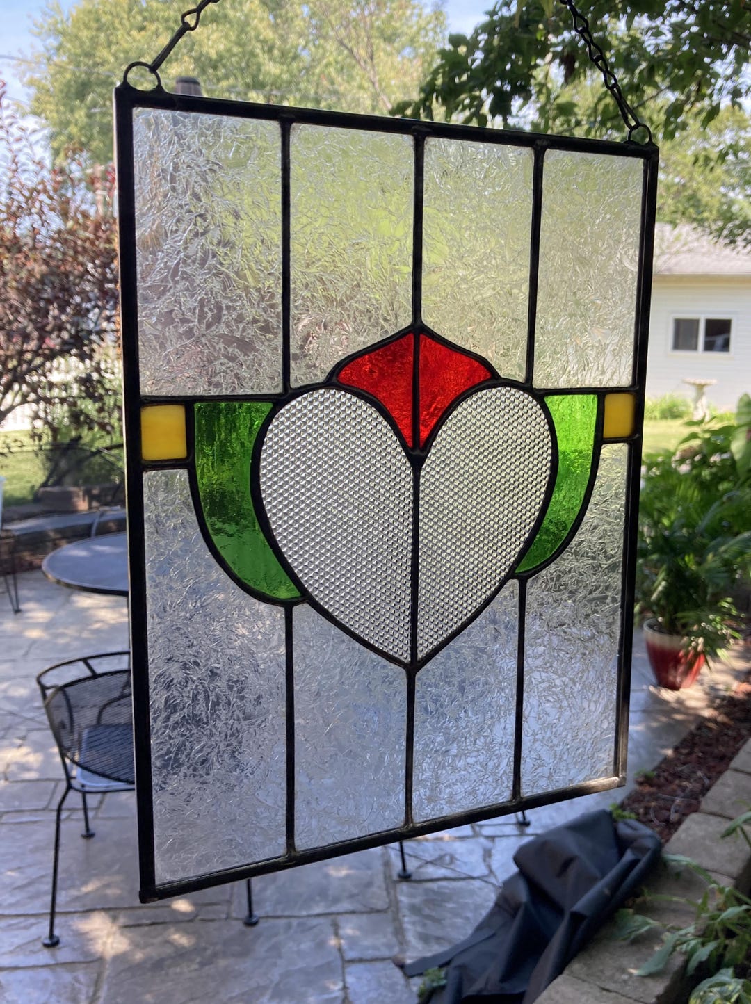Art Deco Heart Stained Glass Panel – A Beautiful 1930s-inspired Design ...