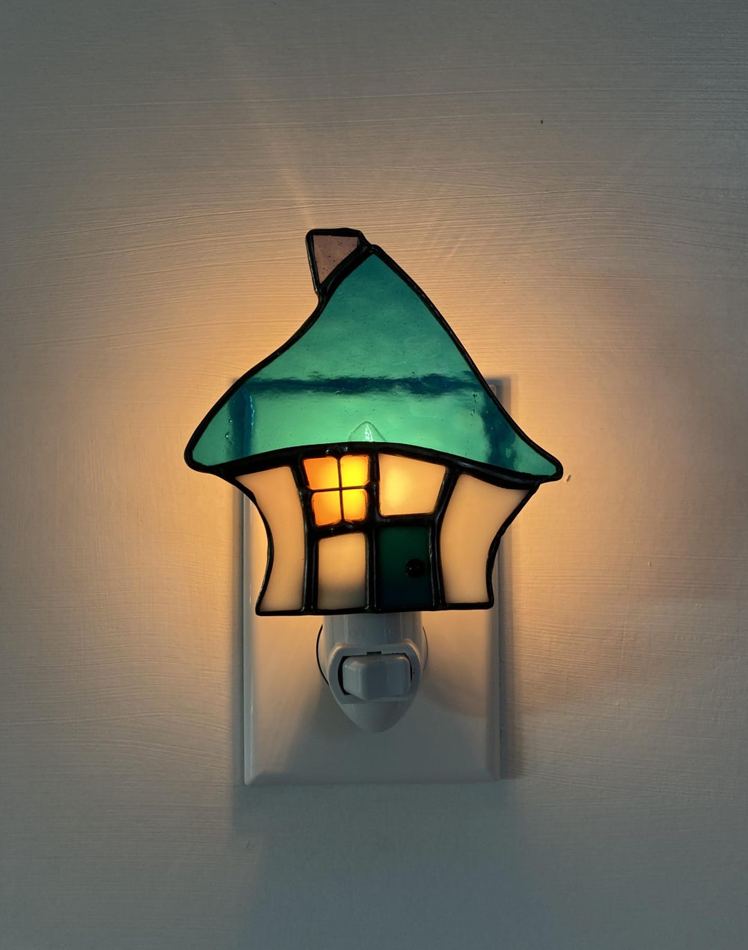 Stained Glass Cottage House Night Light – Handmade Fairy Tale Lamp. - Etsy