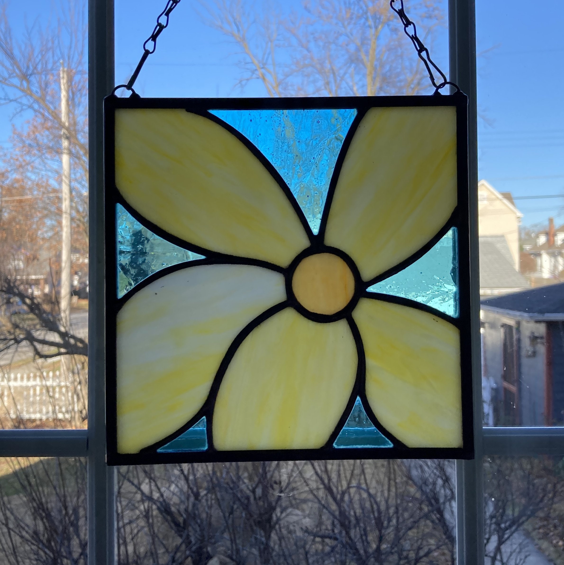 Stained Glass Small Square Panel Daisy Flower. Celebration of Nature's ...