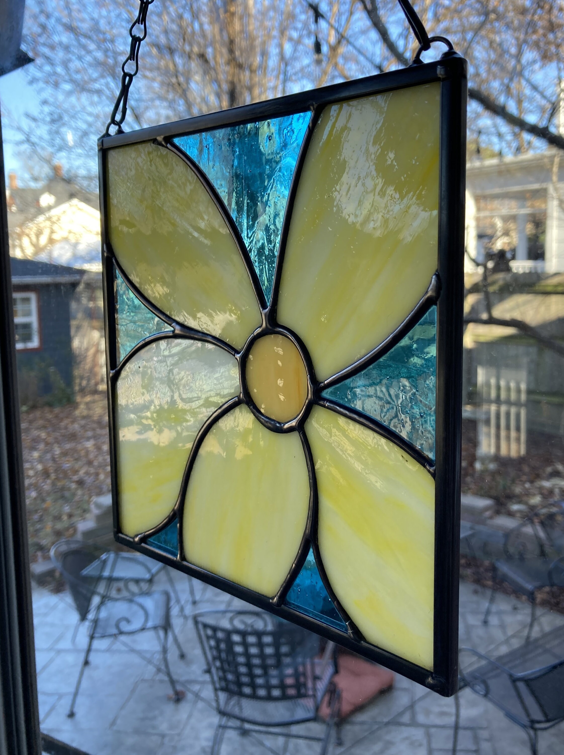 Stained Glass Small Square Panel Daisy Flower. Celebration of Nature's ...