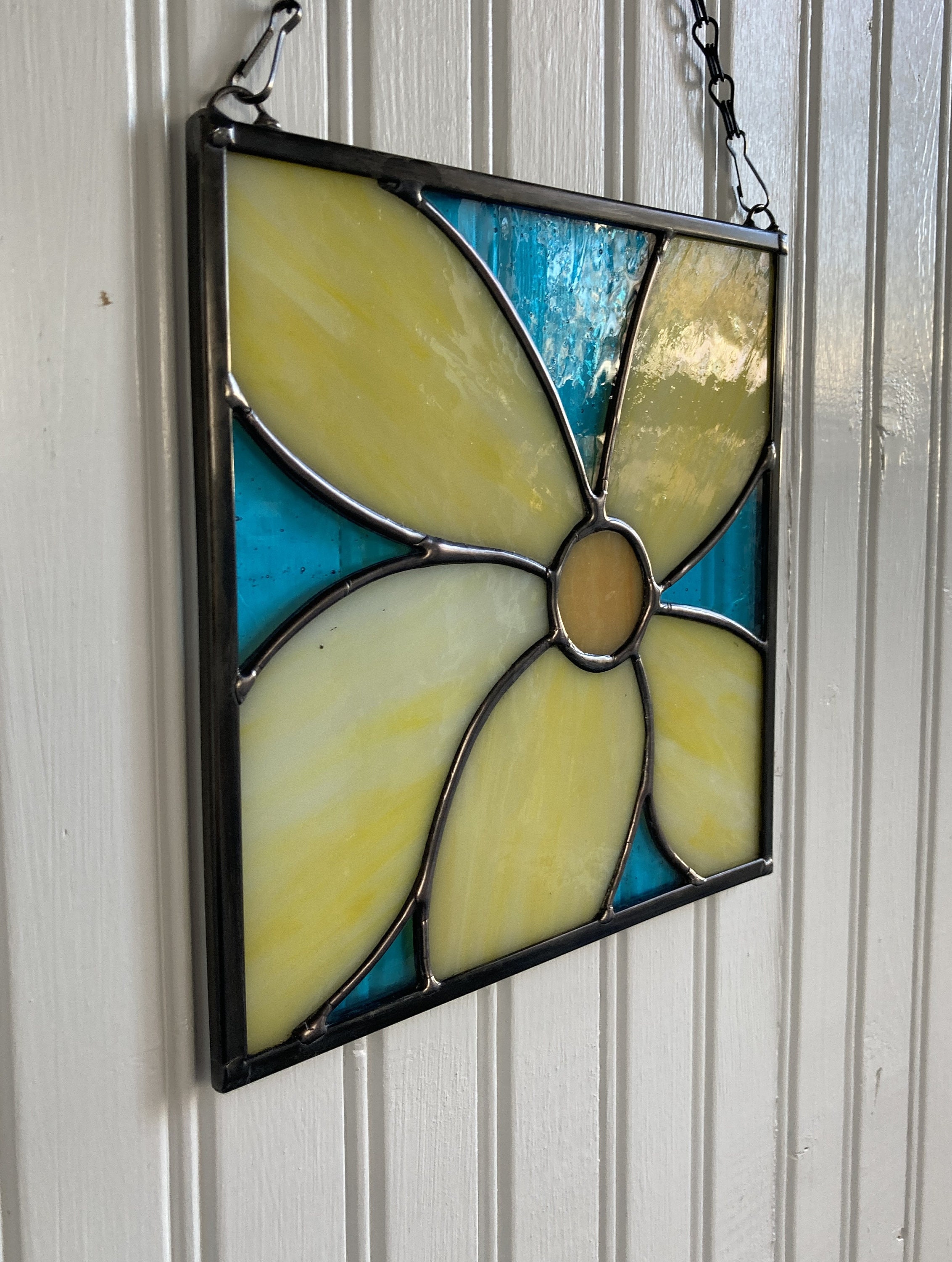 Stained Glass Small Square Panel Daisy Flower. Celebration of Nature's ...