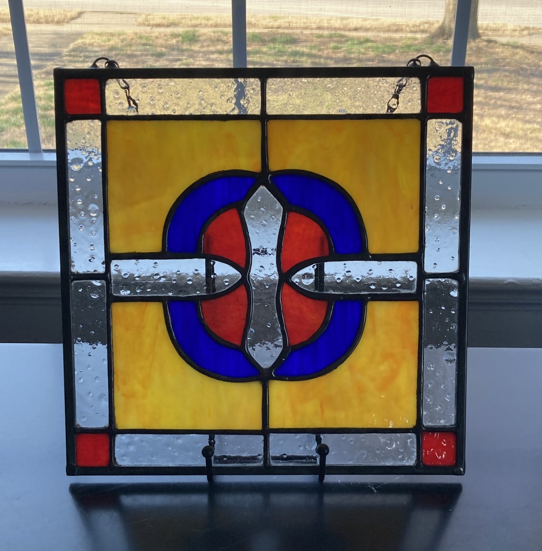 Stained Glass Square Hanging Panel, Geometric Design, the Classic ...