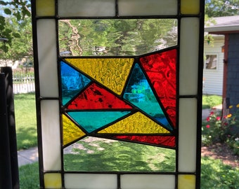 Art Deco Inspired Square Stained Glass Panel That Seamlessly Marries ...