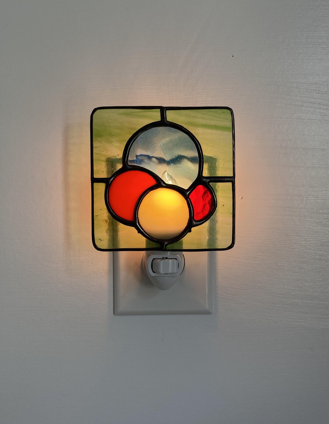 Stained Glass Geometric Night Light, Serves as a Source of Illumination ...