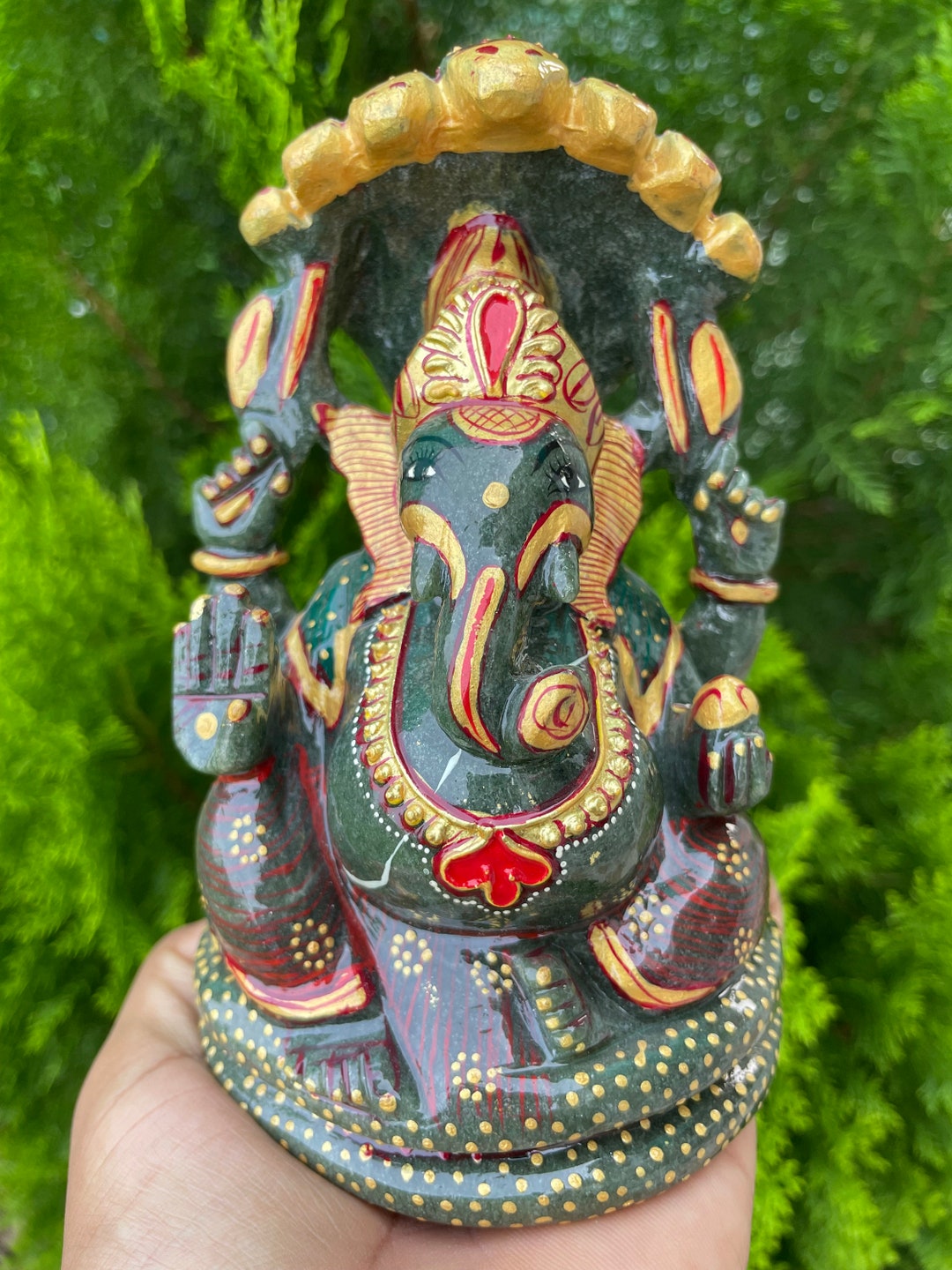 Lord Ganesh Idol | Carved Ganesh | Handmade Ganesh |golden Shine Ganesh ...