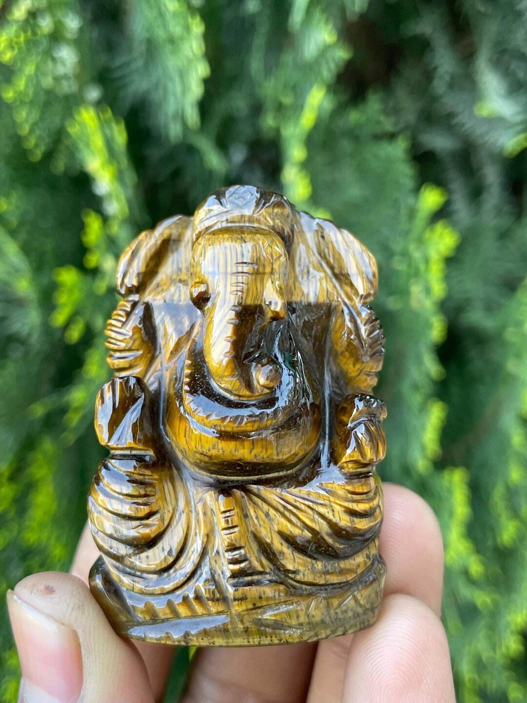 Lord Ganesh Idol | Carved Ganesh | Gemstone Ganesh | Tiger Eye Ganesh ...