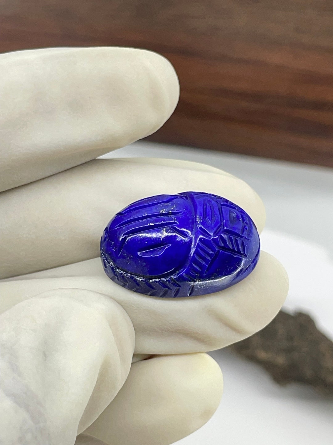 Lapis Lazuli Scarab Gemstone Carving for Ring Making - Natural Beetle ...
