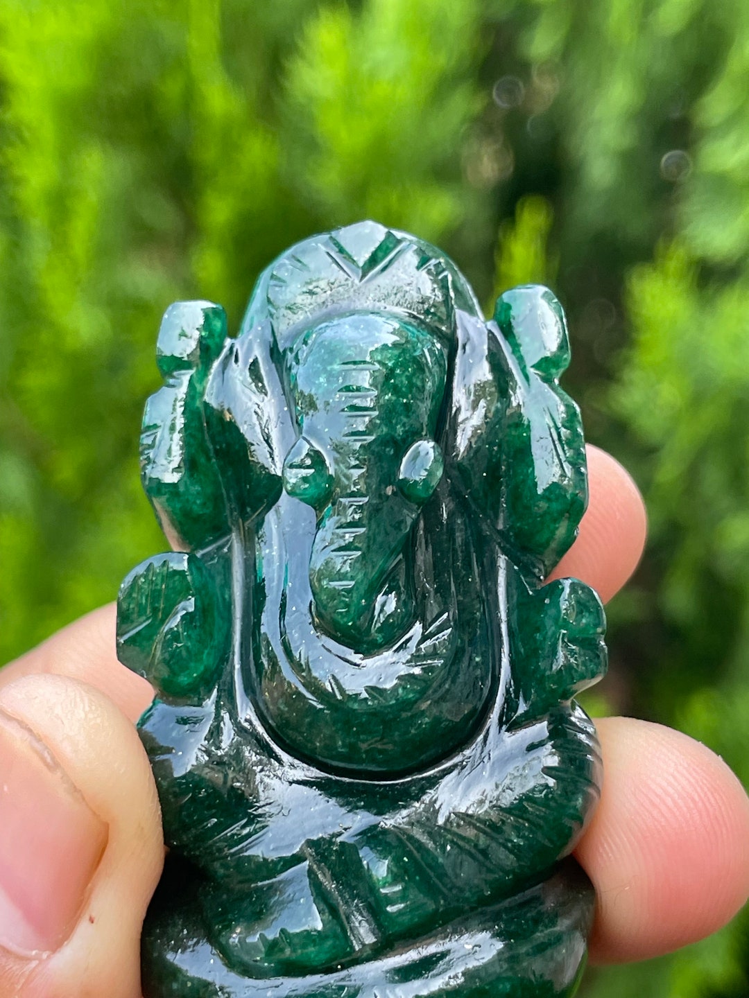 Green Jade Ganesh Ji | Hindu God Sculptures| Gemstone Ganesh | God ...