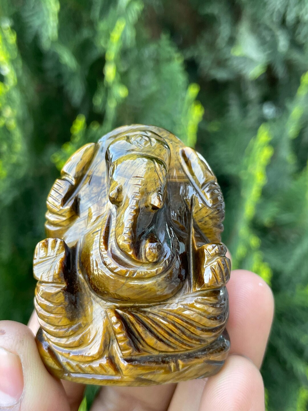 Lord Ganesh Idol | Carved Ganesh | Gemstone Ganesh | Tiger Eye Ganesh ...