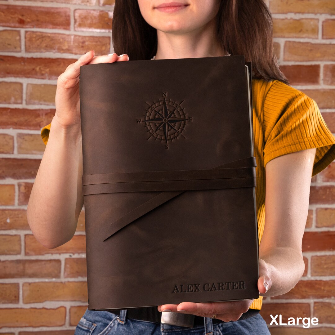 Personalized Wrapped Leather Journal, Reffilable Notebook Gift for Him ...