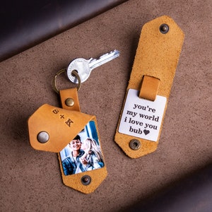 Man Accessory Leather Keychain With Photo, Personalized Gifts for Him ...