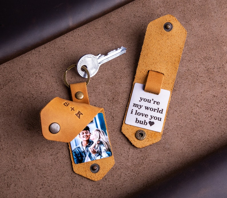 Man Accessory Leather Keychain With Photo Unique Photo Gift - Etsy