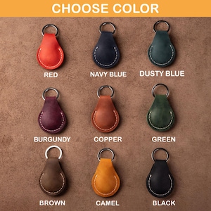 Leather AirTag Holder Case, Air Tag Key Ring, Red, Black, Brown Leather ...