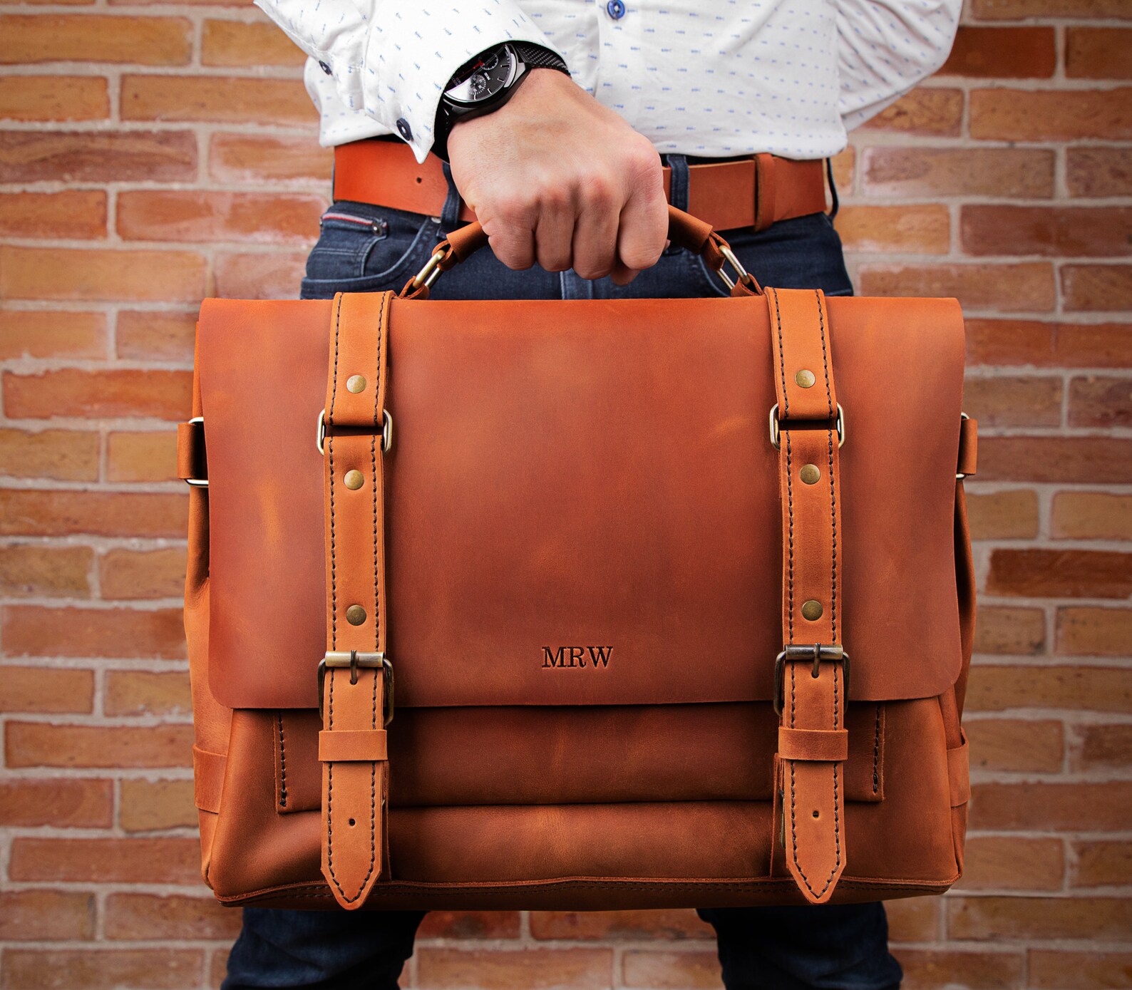 Mens Leather Laptop Briefcase Leather Office Bag for Man - Etsy