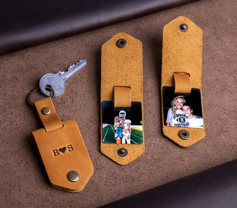 Man Accessory Leather Keychain With Photo Personalized - Etsy