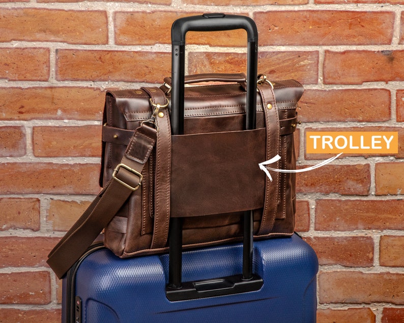 Personalized Leather Briefcase for Men Brown Leather - Etsy