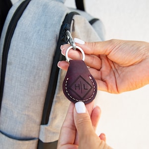 Leather AirTag Holder Case, Air Tag Key Ring, Red, Black, Brown Leather ...