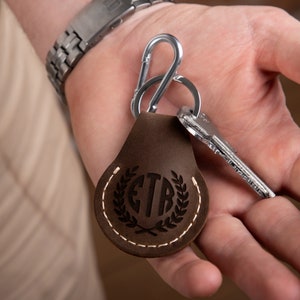 Leather AirTag Holder Case, Air Tag Key Ring, Red, Black, Brown Leather ...