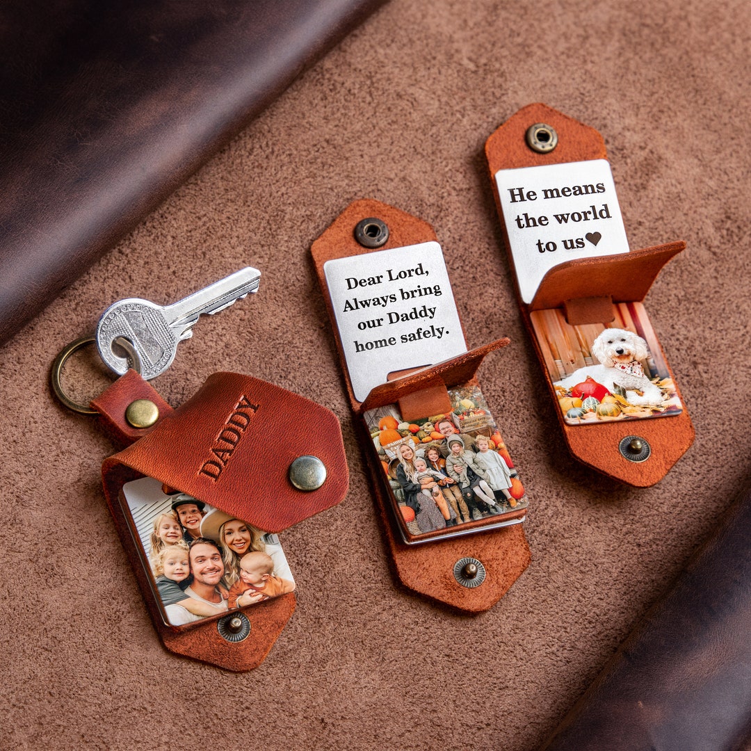 Husband Keychain With Photo, Leather Key Chain for Husband, Custom ...