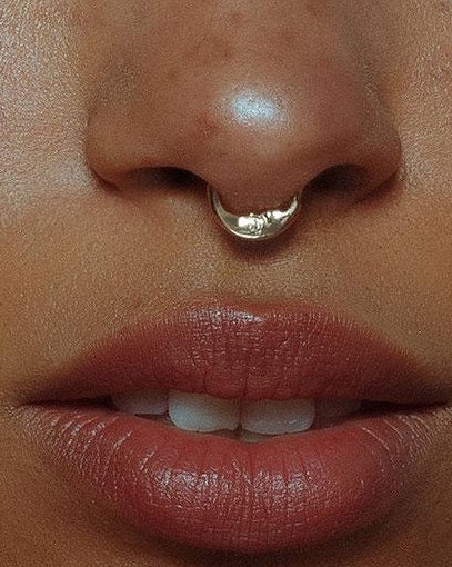 16G G23 Titanium Moon Septum Ring/ Steel Septum Clicker Hoop/ Daith ...