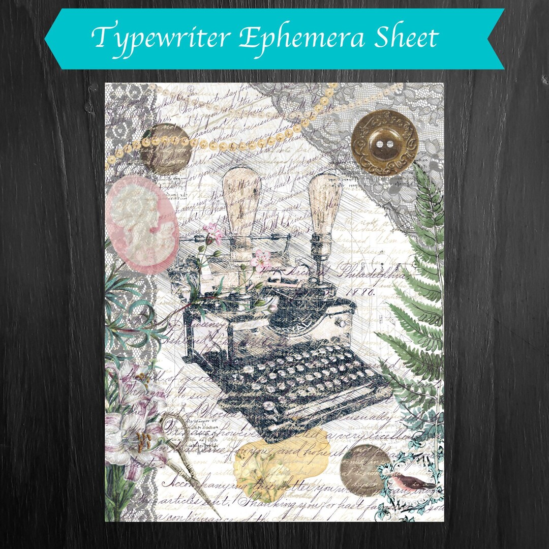 Vintage Typewriter Printable Ephemera Sheet - Instant Download ...