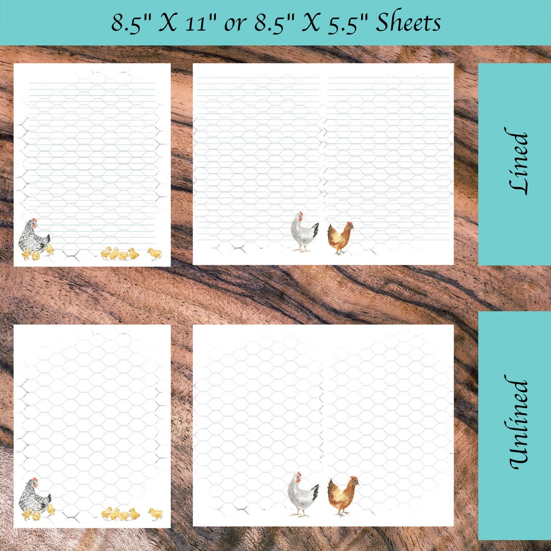 Chickens Printable Writing Sheets | Writing Paper | Pretty Stationery ...