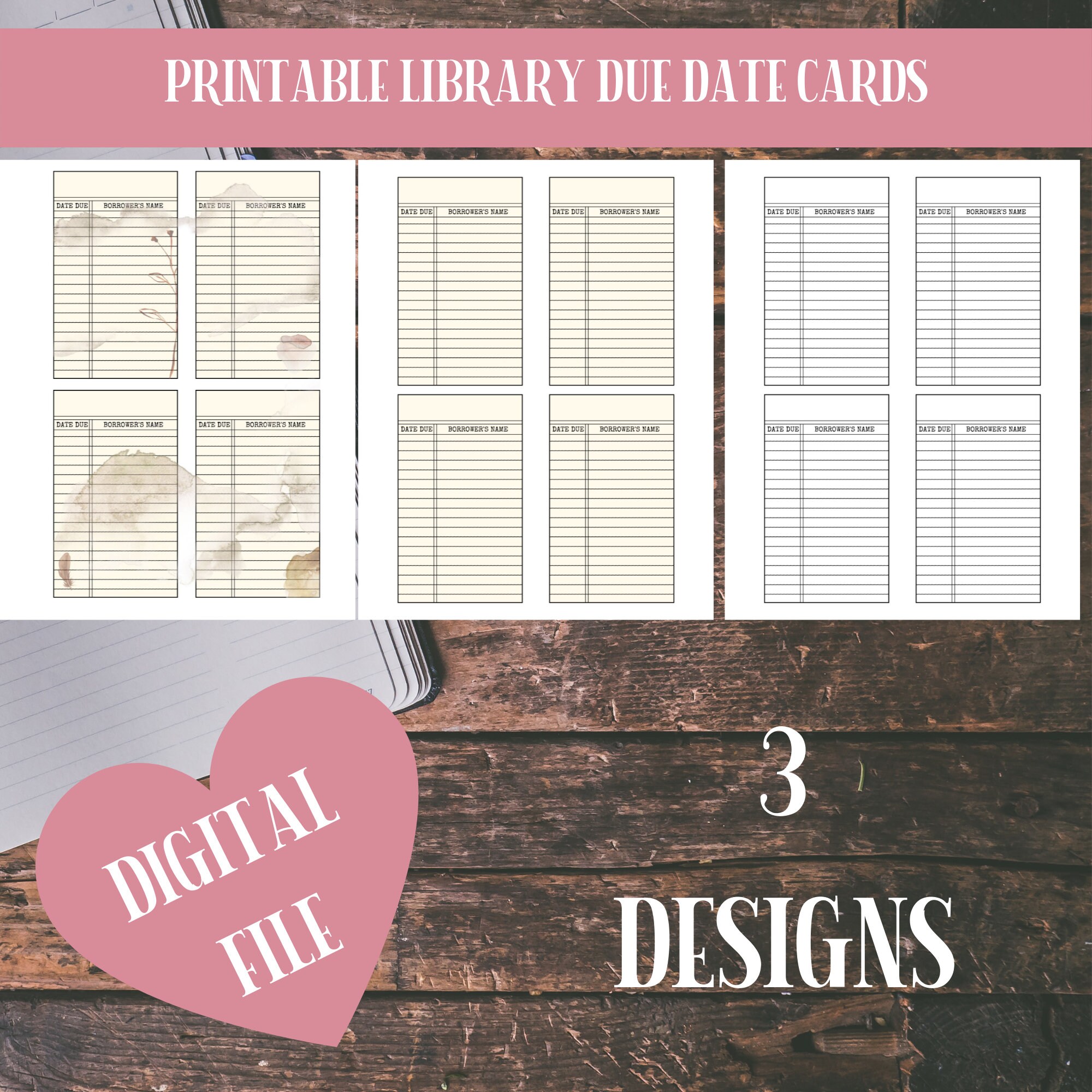 Printable Library Due Date Card Ephemera for Junk Journals or Loose ...