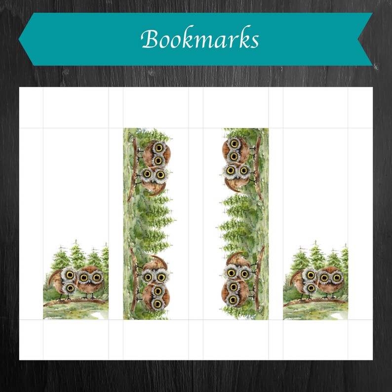 Owls Printable Bookmarks / Washi Sample Cards | - Etsy