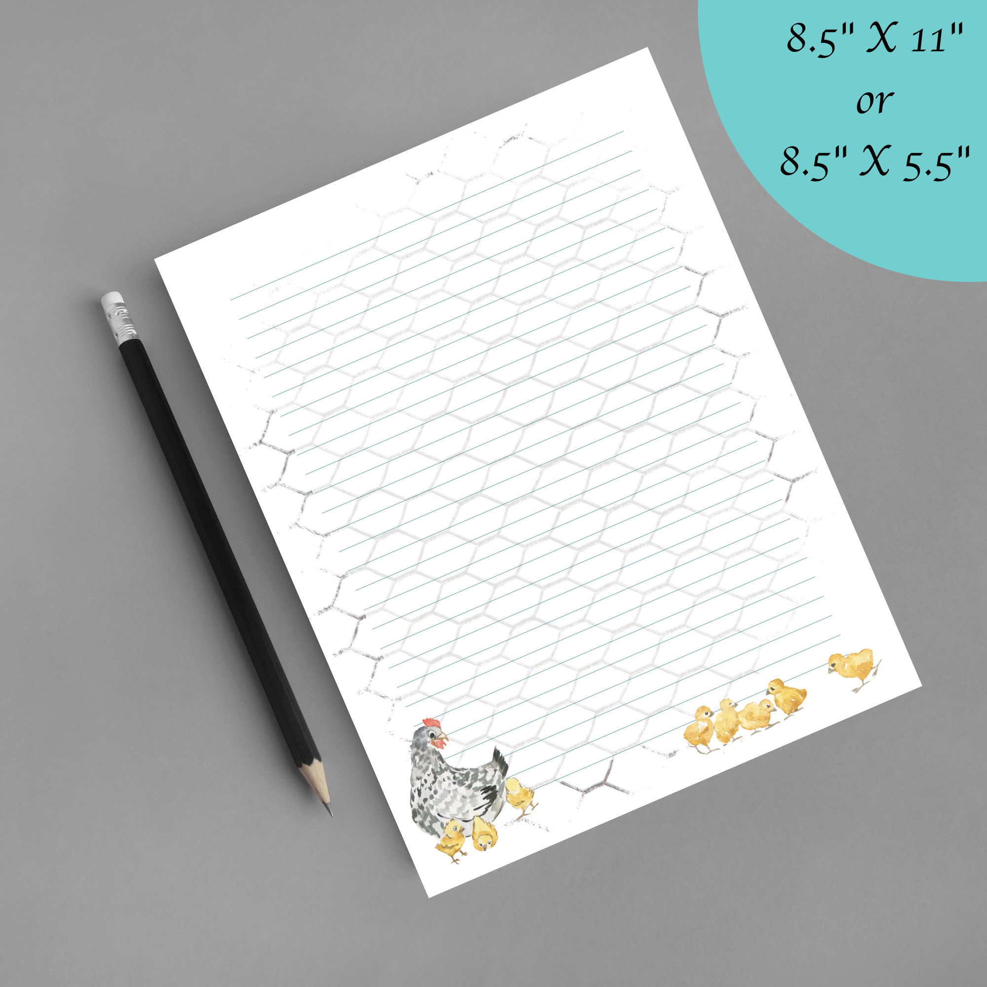 Chickens Printable Writing Sheets | Writing Paper | Pretty Stationery ...