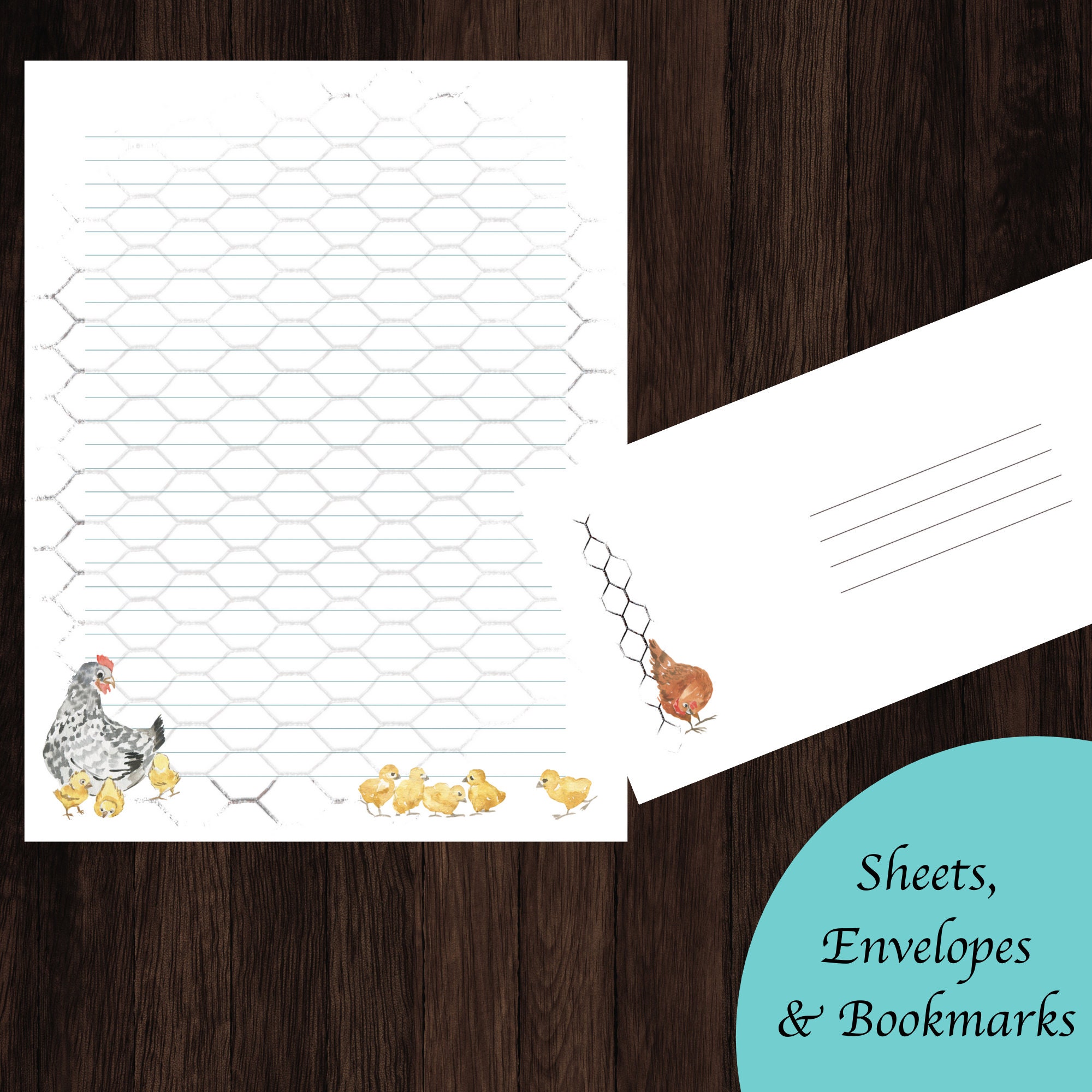 Chickens Printable Stationery Kit | Writing Paper, Envelopes, Notecards ...