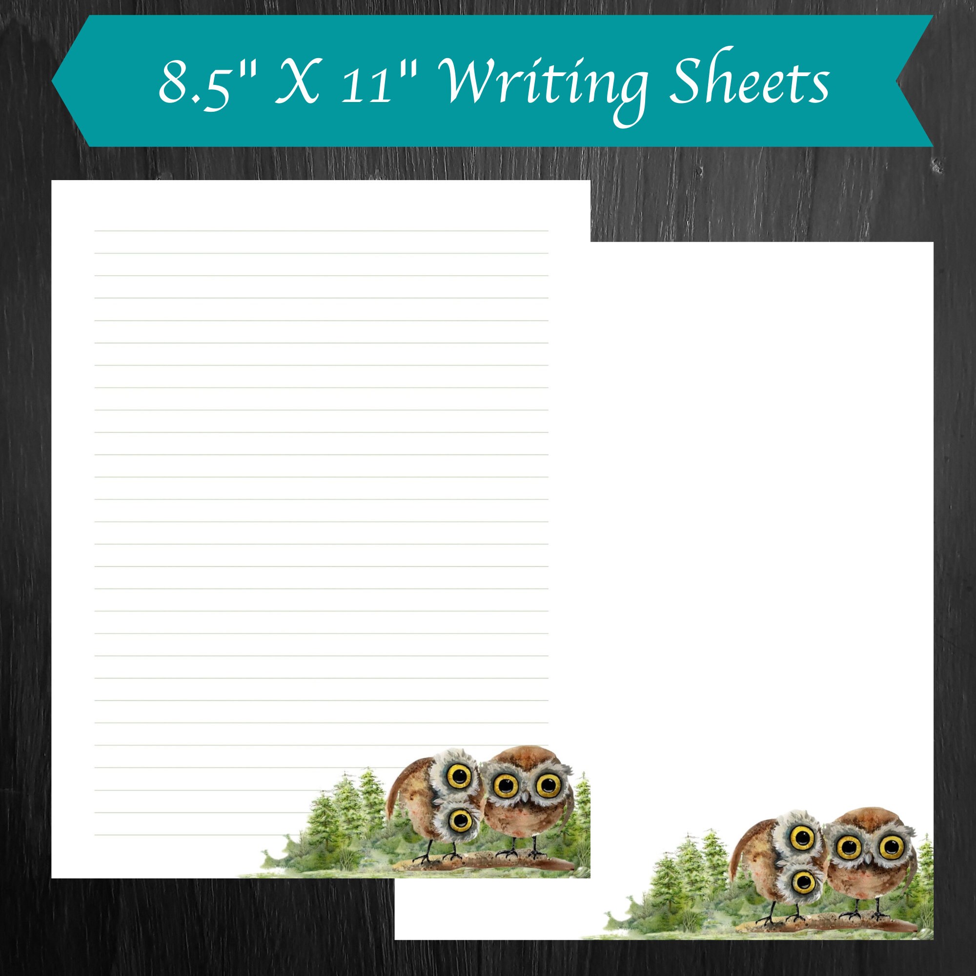 Owls Printable Writing Sheets | Writing Paper | Pretty Stationery | 8.5 ...