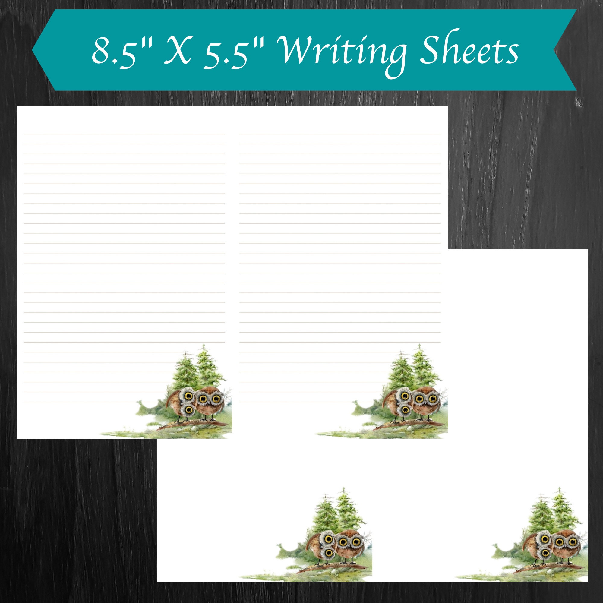 Owls Printable Writing Sheets | Writing Paper | Pretty Stationery | 8.5 ...