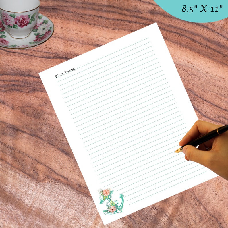 Floral Anchor Printable Writing Sheets | Writing Paper | Stationery | 8 ...