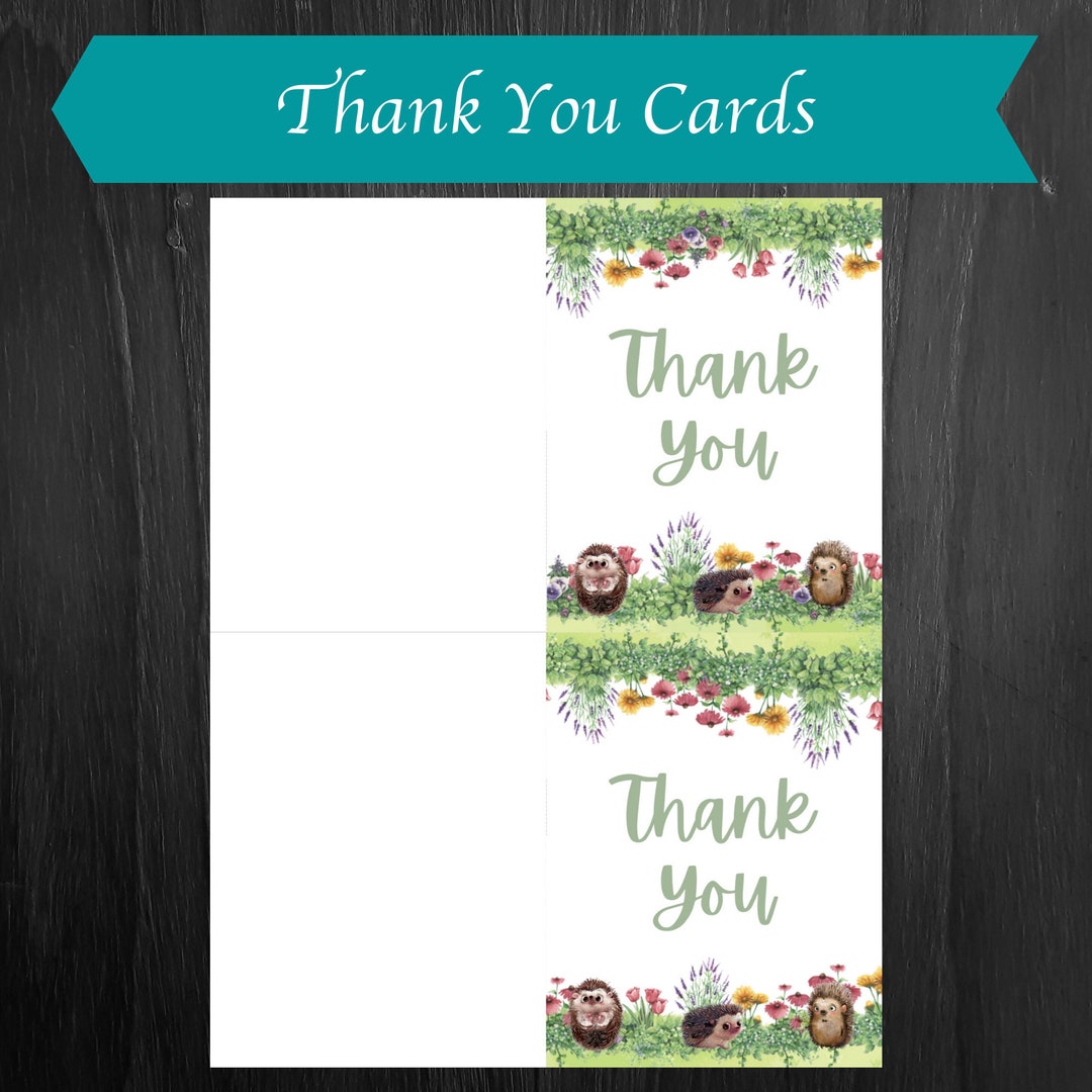 Hedgehogs Printable Thank You Cards | 2 per 8.5" X 11" Sheet | Blank ...