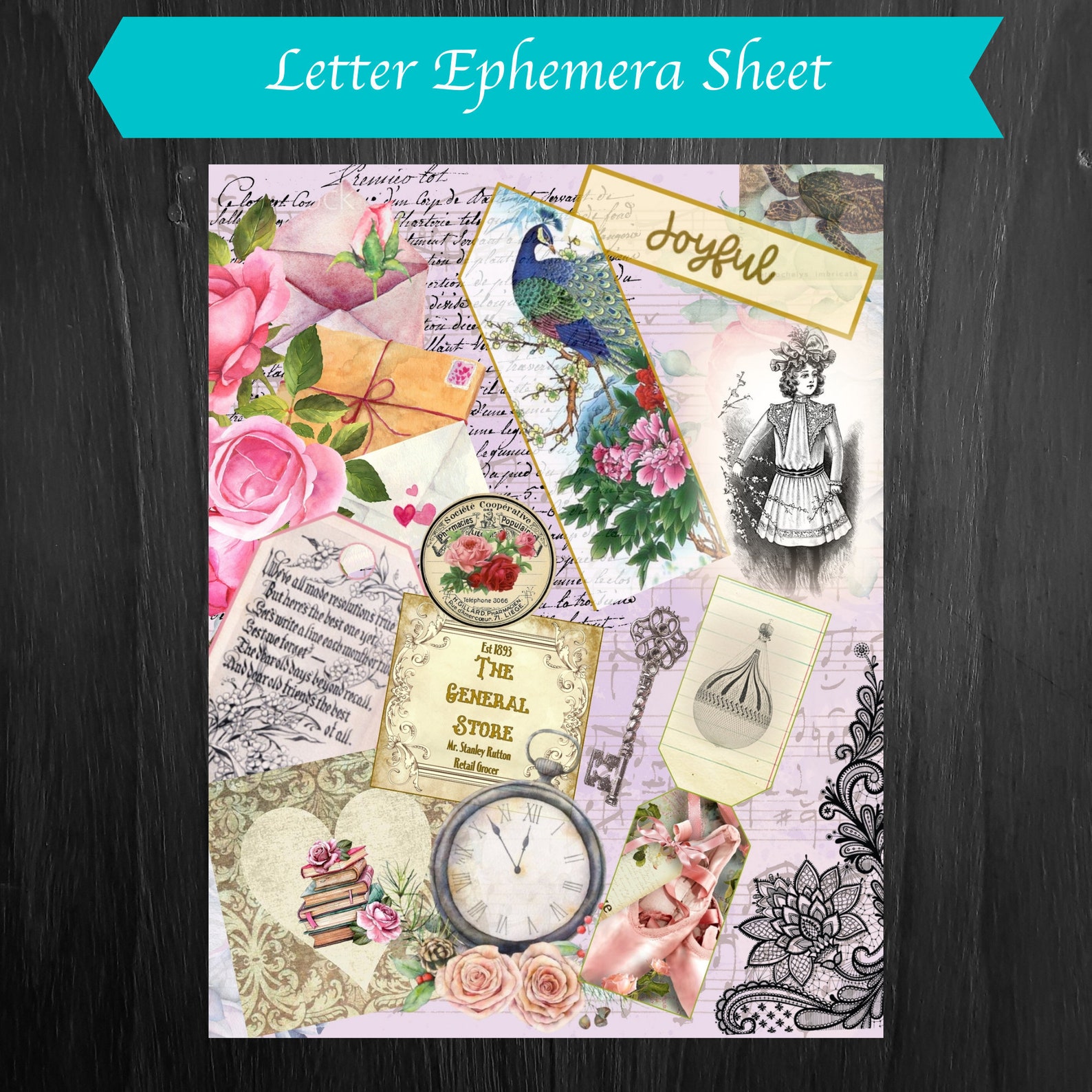 Letter Printable Ephemera Sheet | 8.5" X 11" JPG File - Etsy