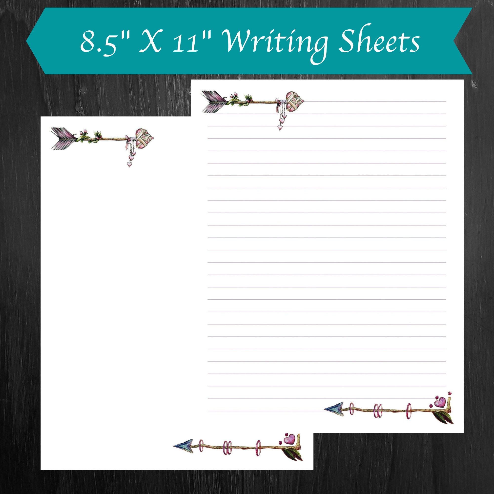 Boho Arrows Printable Writing Sheets | Writing Paper | Pretty ...