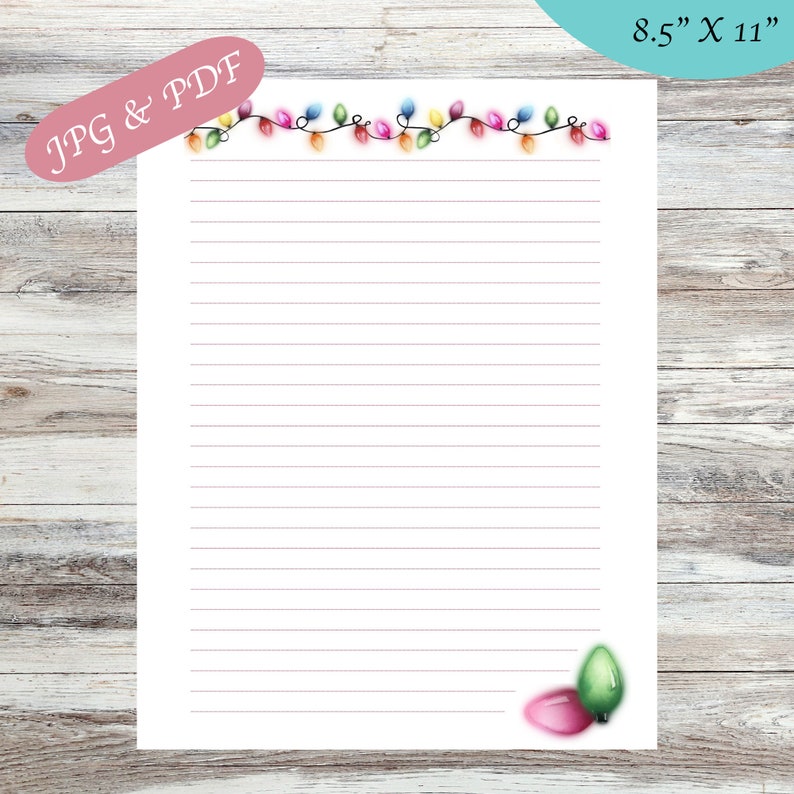 Christmas Lights Printable Writing Sheets | Writing Paper | Stationery ...