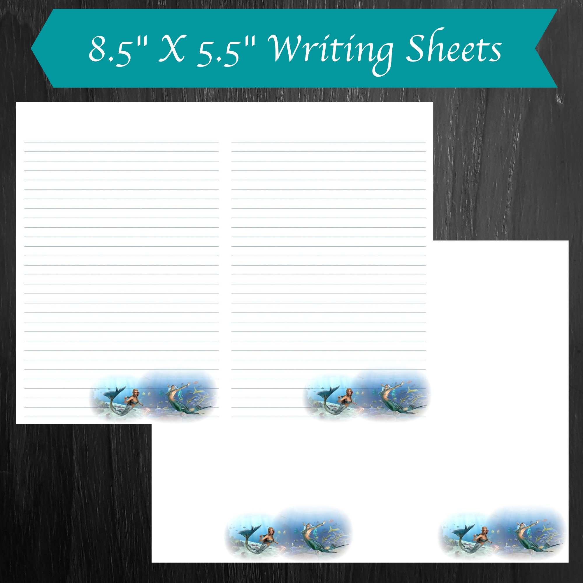 Ocean Mermaid Friends Printable Writing Sheets | Writing Paper ...